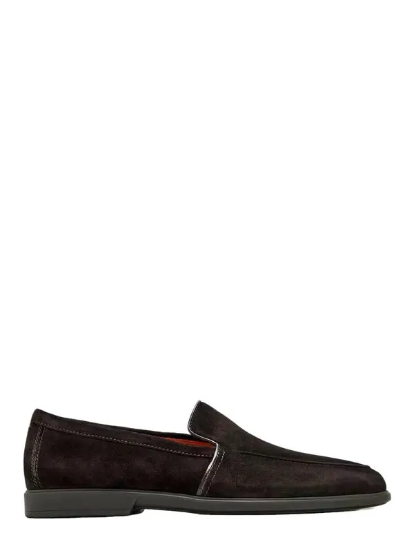 Santoni Dark Topstitched Loafers - Brown