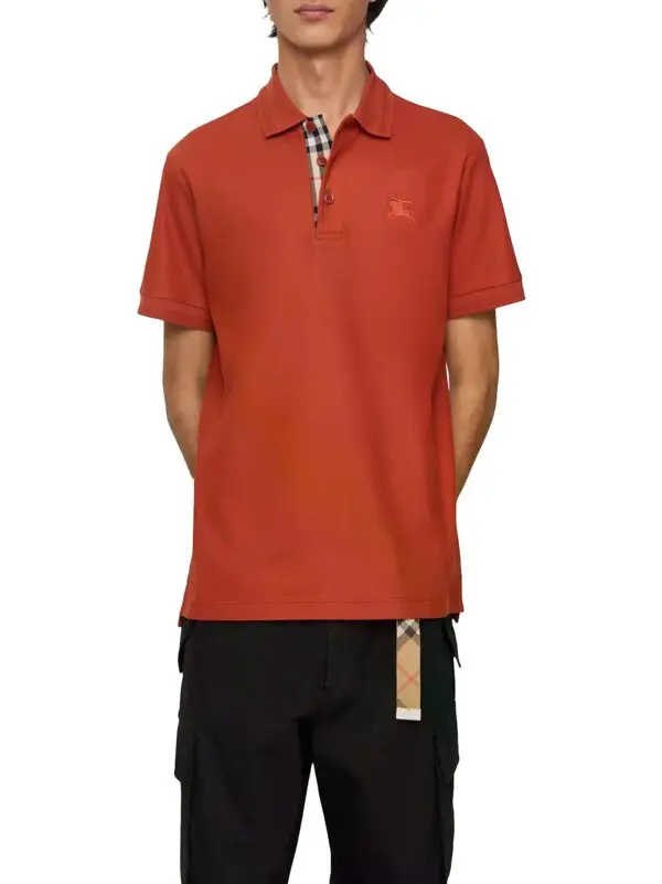 Burberry Cotton Polo Shirt With Embroidered Knight Motif - Orange