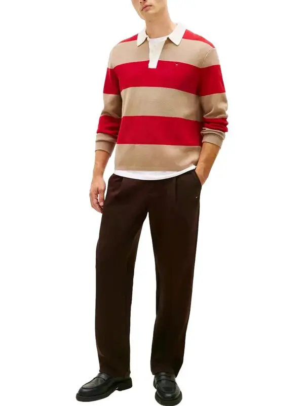 Tommy Hilfiger Striped Polo Shirt - Red