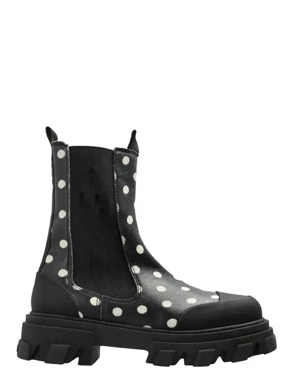 GANNI Polka-dot Chelsea Boots With Platform Sole - Black