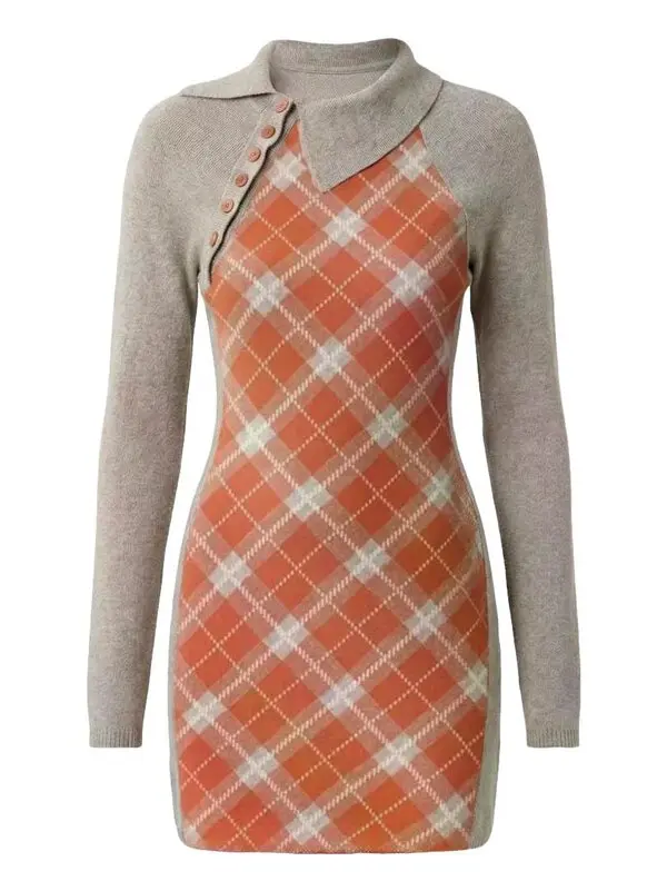 ISA BOULDER Argyle-patterned Dress - Grey