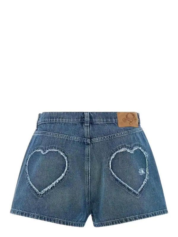 Moschino Heart-embroidered Denim Shorts - Blue