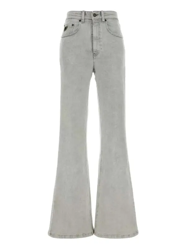 LOIS Flared Pleated Cotton Denim Trousers - Grey