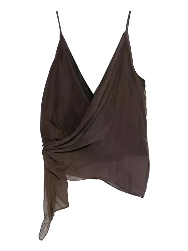 ALYSI Wrap-tie V-neck Blouse - Brown