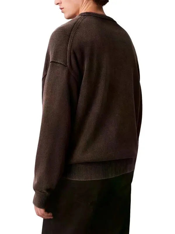 Calvin Klein Embroidered Crew Neck Jumper - Brown