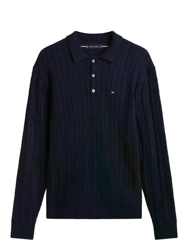 Tommy Hilfiger Cable Knit Polo Shirt - Blue
