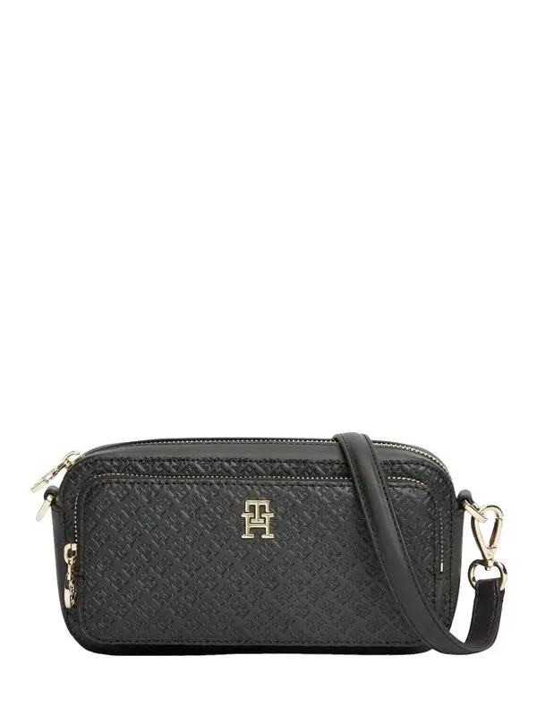 Tommy Hilfiger Logo Embossed Shoulder Bag - Black