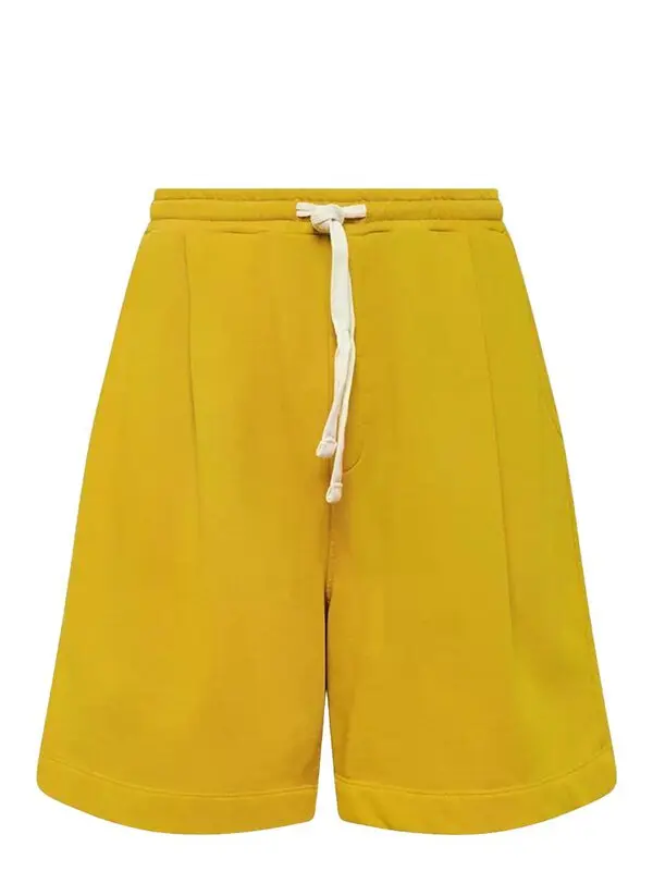 LANEUS Drawstring Fleece Shorts - Yellow