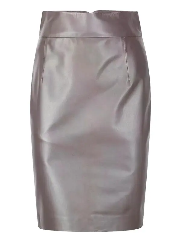 Tagliatore Leather Pencil Skirt - Grey