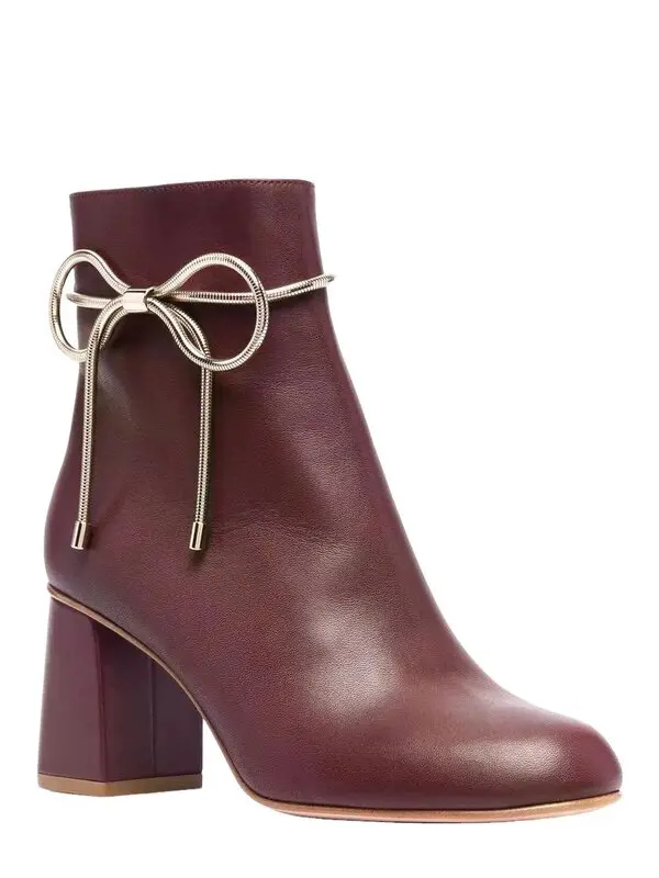Red Valentino Bow-detail Leather Ankle Boots - Red