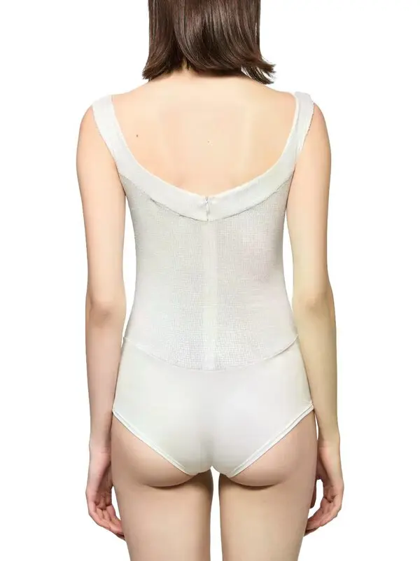 ATU BODY COUTURE Square-neck Sequin Bodysuit - White