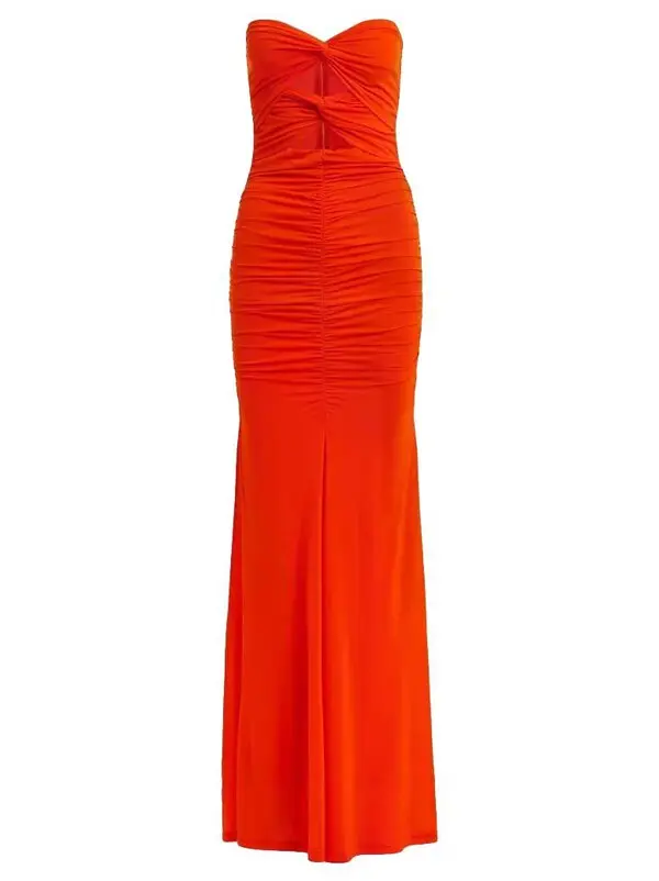 Essentiel Antwerp Strapless Ruched Maxi Dress - Orange