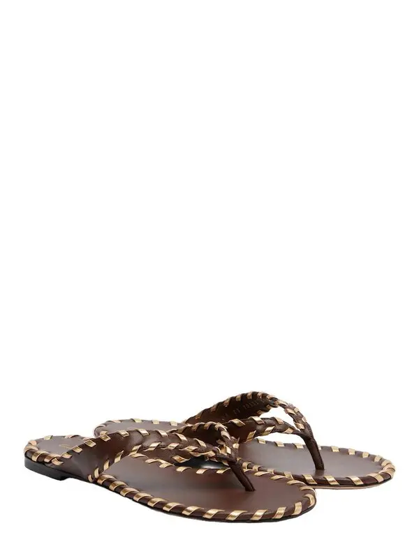 GIANVITO ROSSI Zaira Leather Thong Sandals - Brown