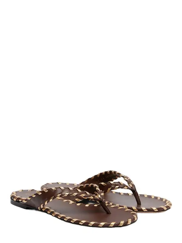 GIANVITO ROSSI Zaira Leather Thong Sandals - Brown