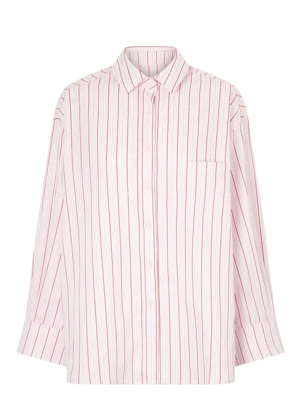 Faithfull The Brand Angelo Oversized Striped Cotton Poplin Shirt - Pink