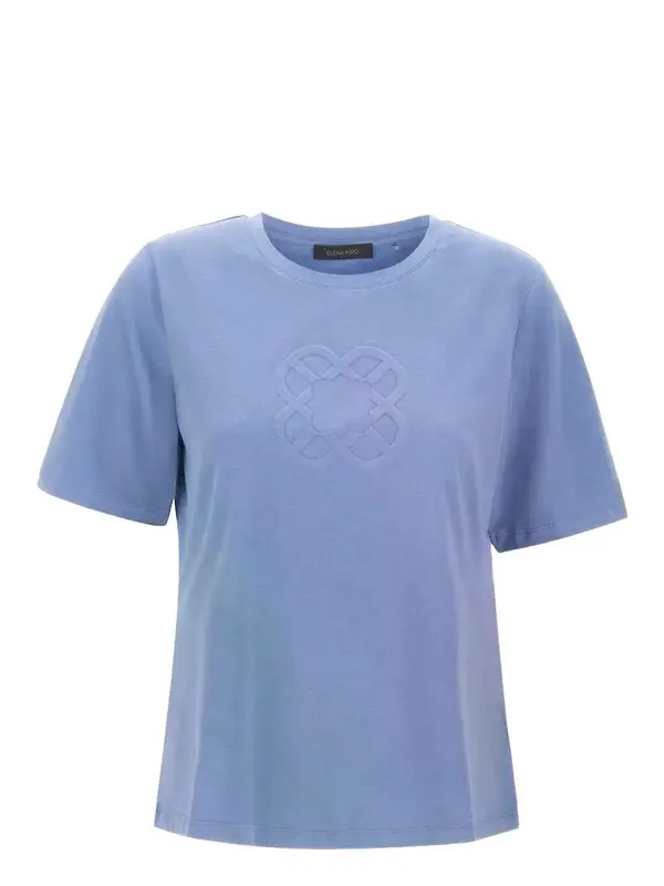 ELENA MIRÒ Embossed Logo Cotton T-shirt - Blue