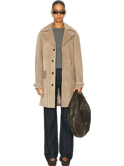 FRAME The Suede Trench Jacket - Light Camel