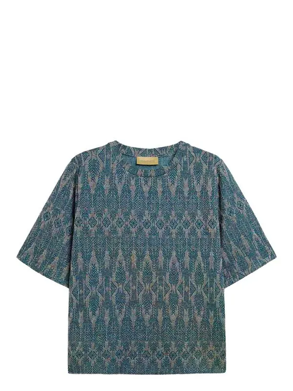 Momoni Jacquard T-shirt With Embossed Effect - Blue