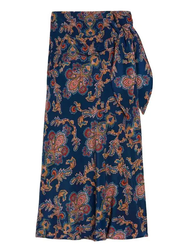 Momoni Dolores Printed Midi Skirt - Blue