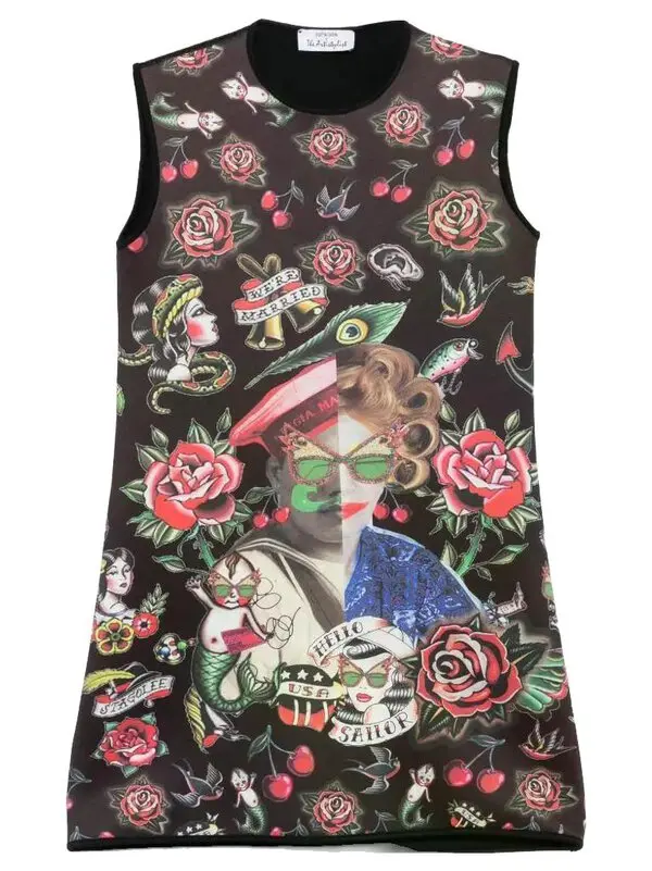 The Artistylist Graphic Print Mini Dress - Black