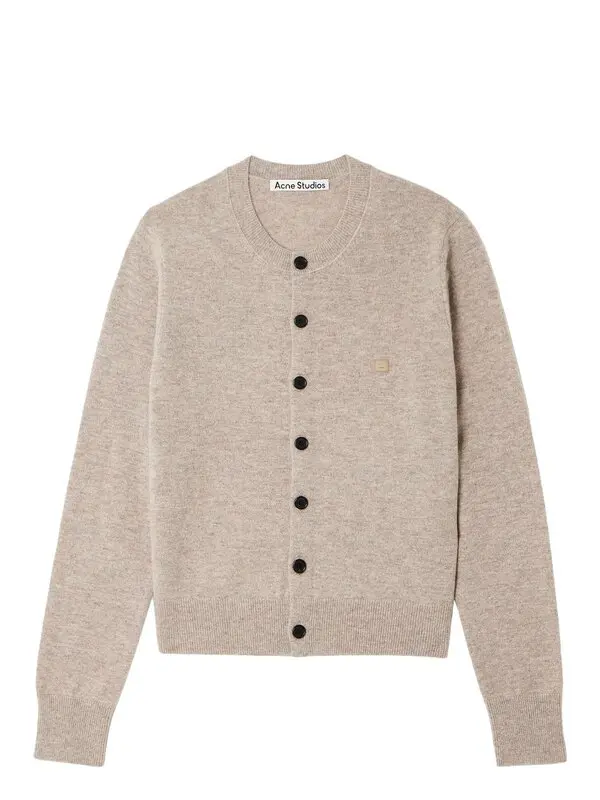 Acne Studios Appliquéd Wool And Yak Hair-blend Cardigan - Neutrals