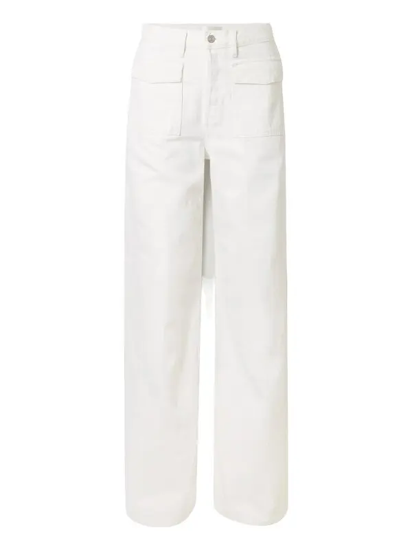 FRAME The Collegiate Pocket High-rise Wide-leg Jeans - White