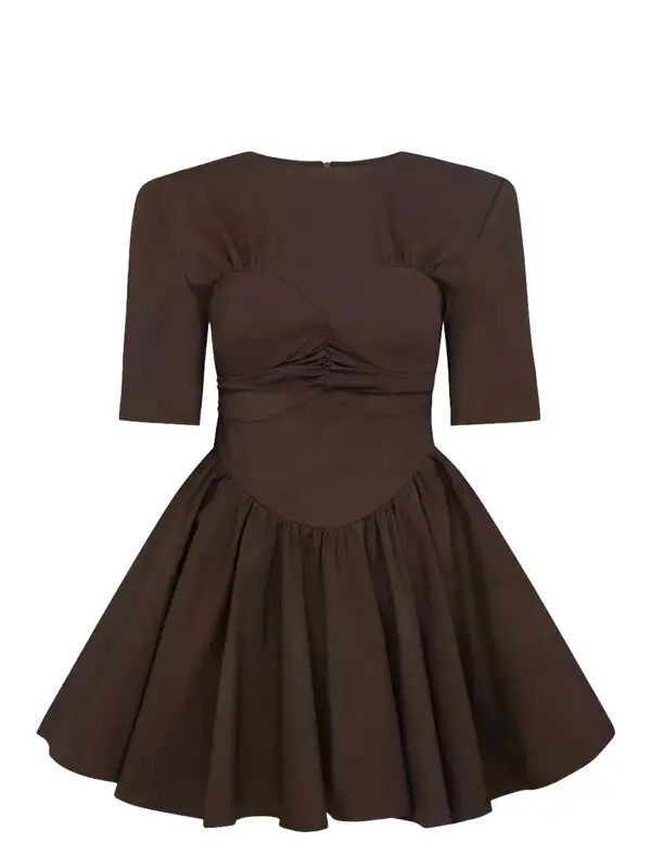 VIOLANTE NESSI Timothee Pleated Mini Dress - Brown