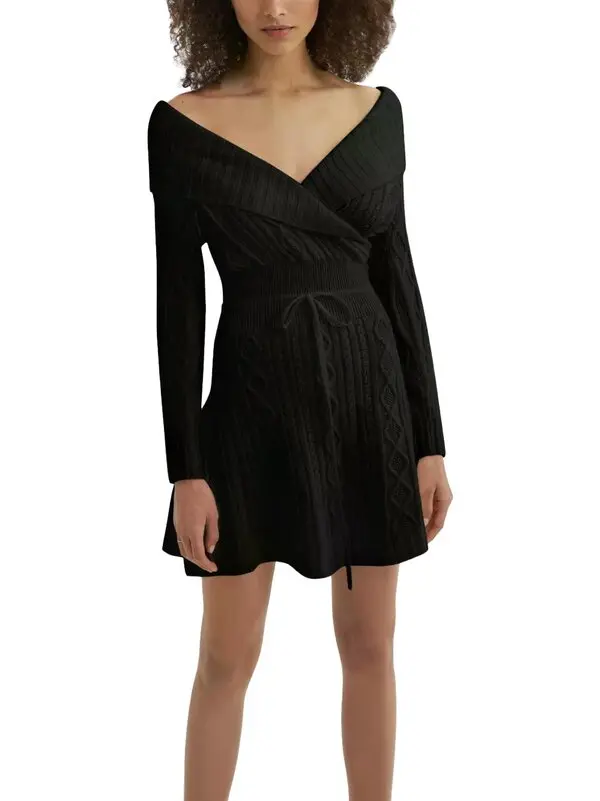 VIOLANTE NESSI Off-the-shoulder Mini Dress - Black