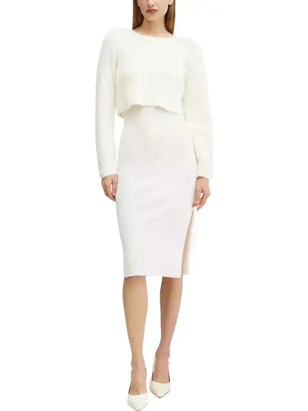 MORGAN Ribbed Knit Midi Dress - Neutrals