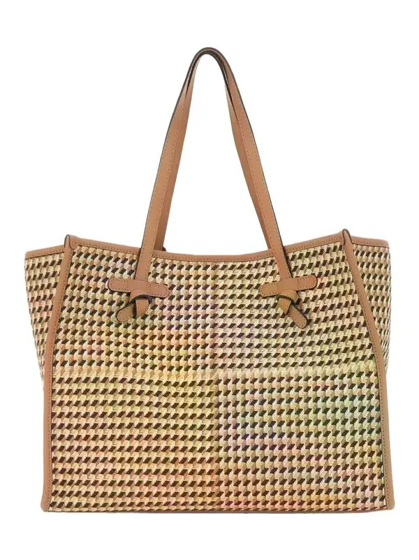 MARCELLA CLUB Woven Shoulder Bag With Leather Trims - Neutrals