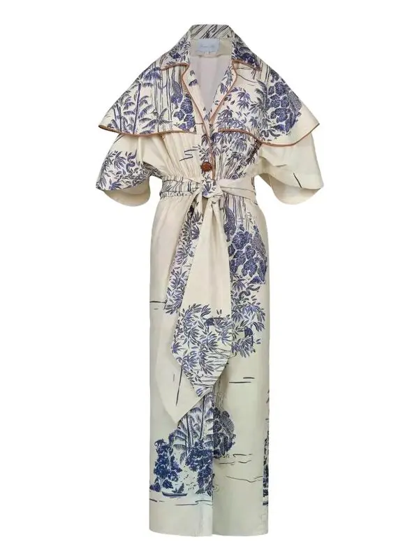 Johanna Ortiz Paper Flower Floral-print Trenchcoat - Neutrals