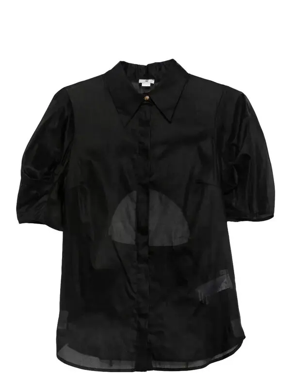 Elisabetta Franchi Sheer Puff Sleeve Shirt - Black