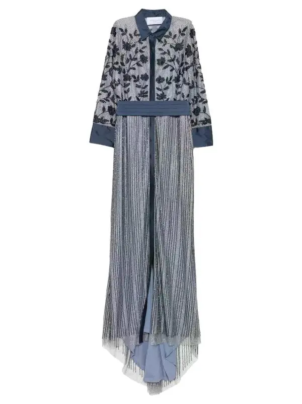 Rosa Clara Embellished Floral Maxi Dress - Grey