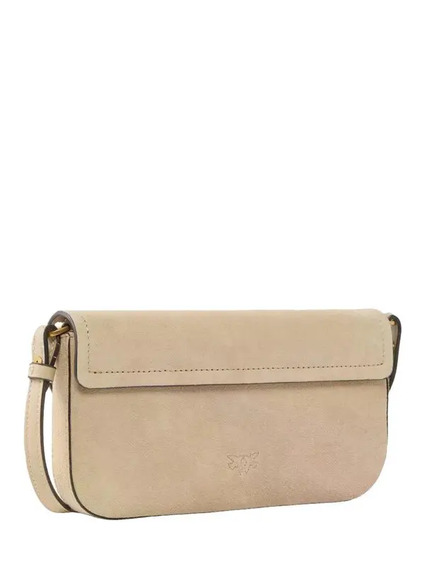 Pinko Medium Saddle Flat Shoulder Bag - Neutrals