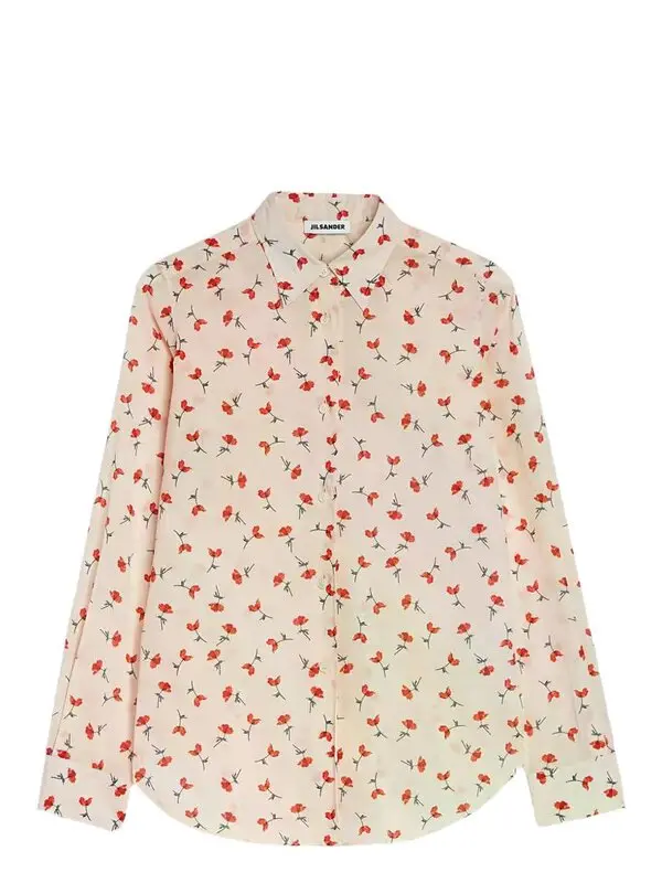 JIL SANDER Floral Print Cotton Shirt - Neutrals