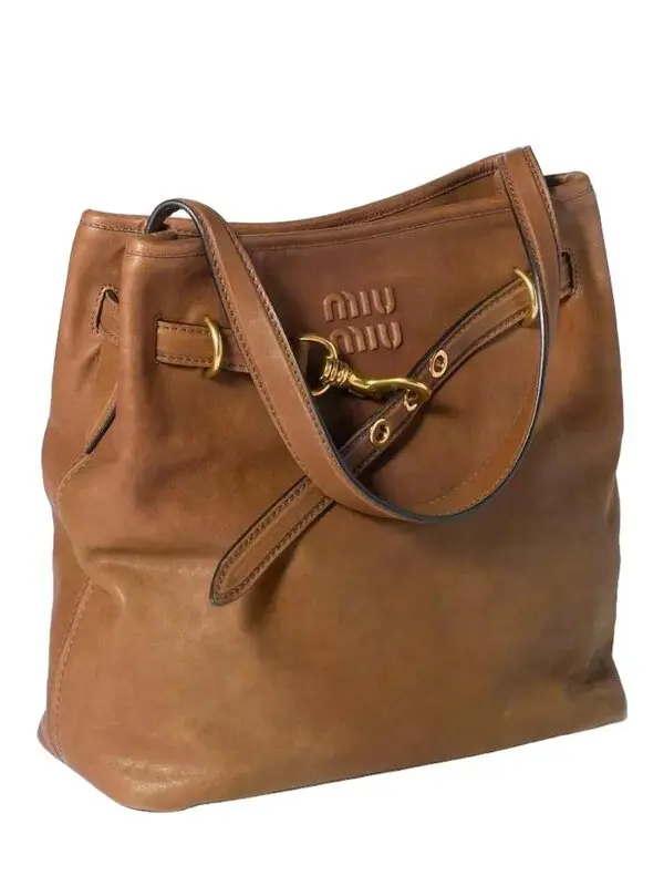 Miu Miu Aventure Nappa Leather Bucket Bag - Brown