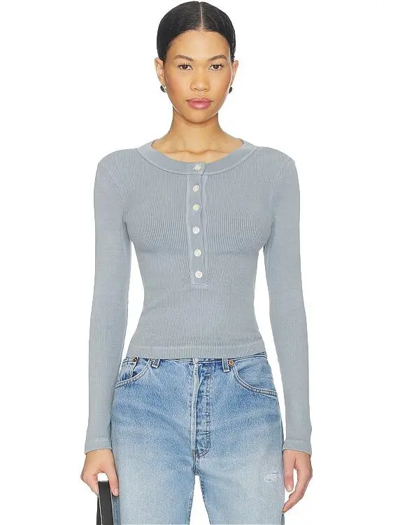 Citizens Of Humanity Ribbed Henley Top - Grey