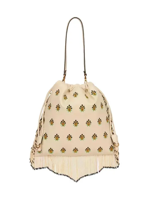 Etro Medium Kalispera Tote Bag With Floral Embroidery - Neutrals