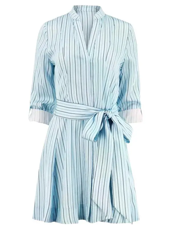 Alice + Olivia Roll Cuff Striped Dress - Blue