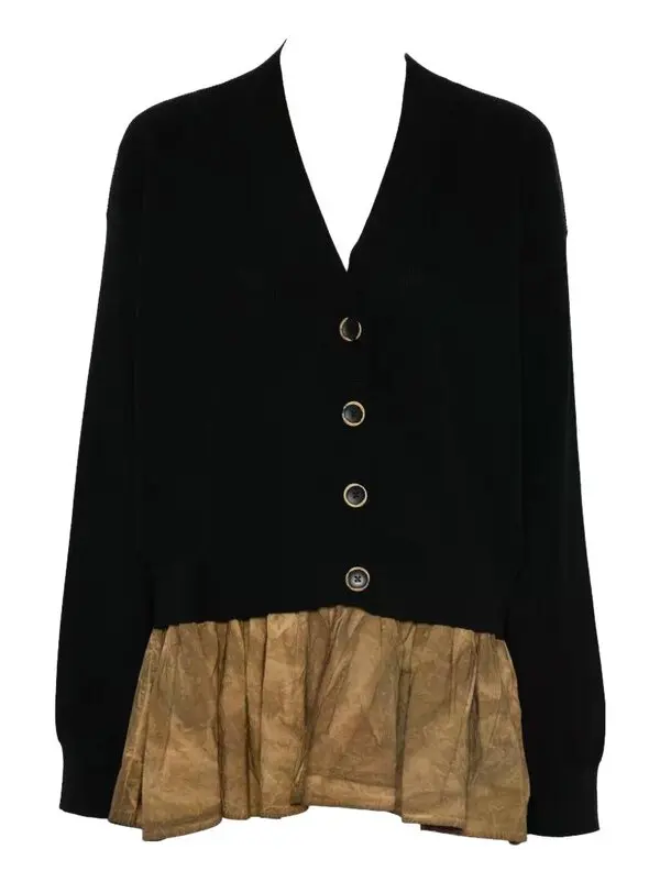 UMA WANG V-neck Cardigan With Ruffle Trim - Black