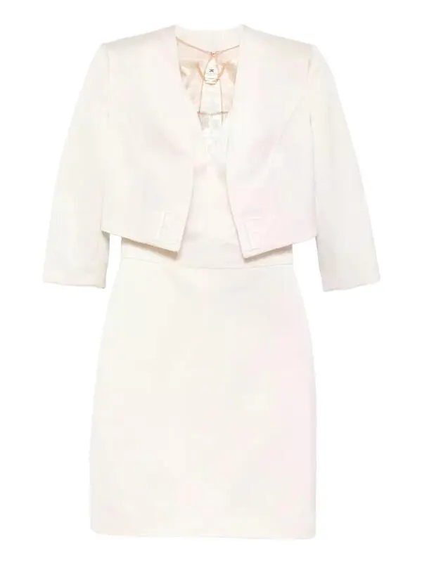 Elisabetta Franchi Logo Cropped Jacket Dress - Neutrals