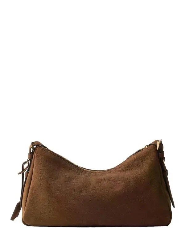 Prada Large Nubuck Leather Shoulder Bag - Brown