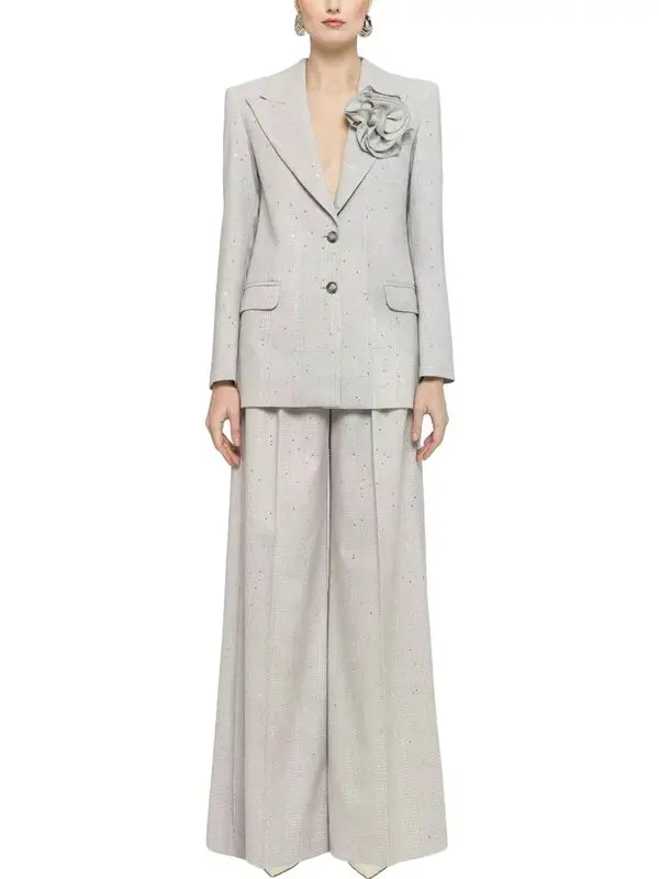 NISSA Embellished Wide-leg Palazzo Pants - Grey