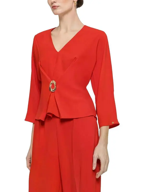 NISSA V-neck Ring Top - Red