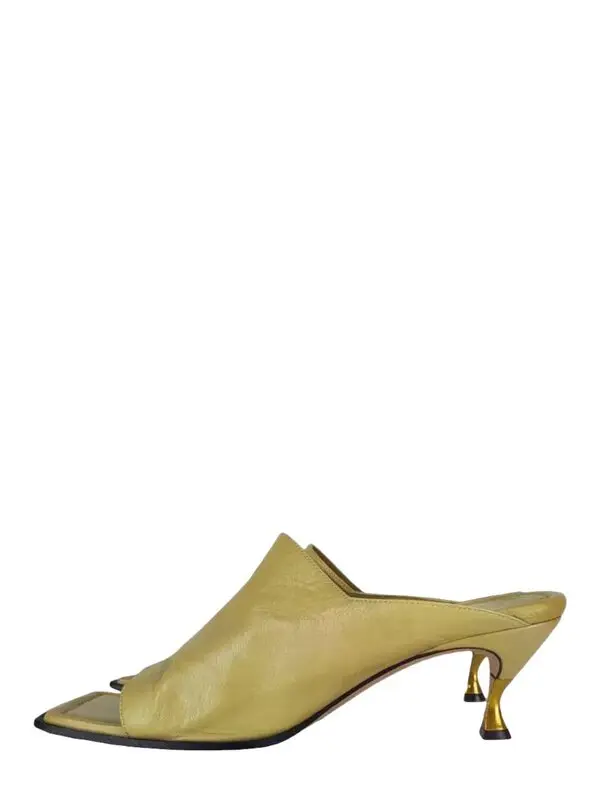 Bottega Veneta Square-toe Leather Cone Heel Sandals - Yellow