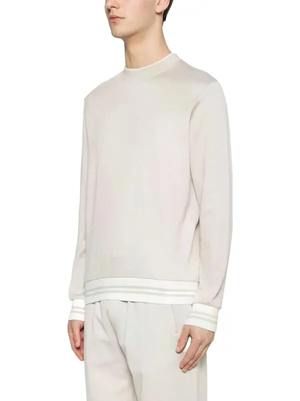 Eleventy Striped-trim Sweatshirt - Neutrals