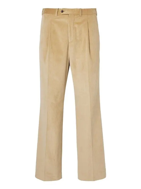 SAMAN AMEL Corduroy Wide-leg Trousers - Beige