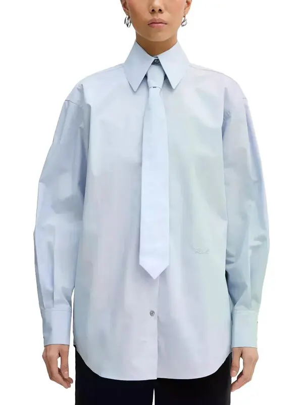 Karl Lagerfeld Tie Buttoned Shirt - Blue