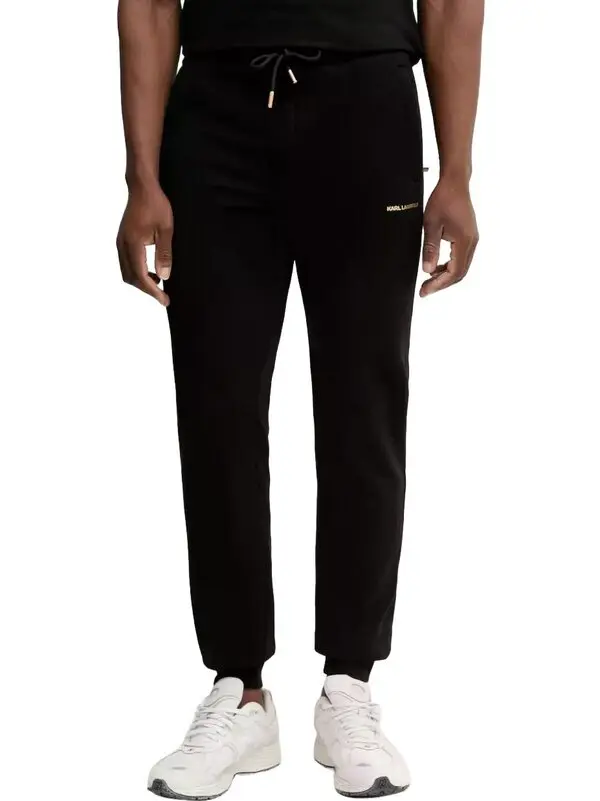 Karl Lagerfeld Drawstring Performance Track Pants - Black