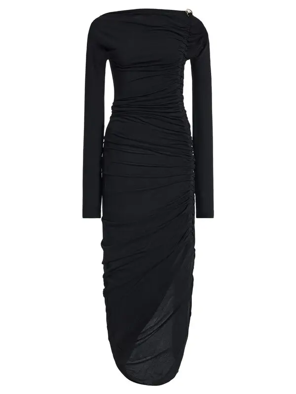 FERRAGAMO Ruched Jersey-crepe Maxi Dress - Black